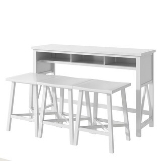 4-Piece Dining Table Set with 60" Console Kitchen Table & 3 Stools ...